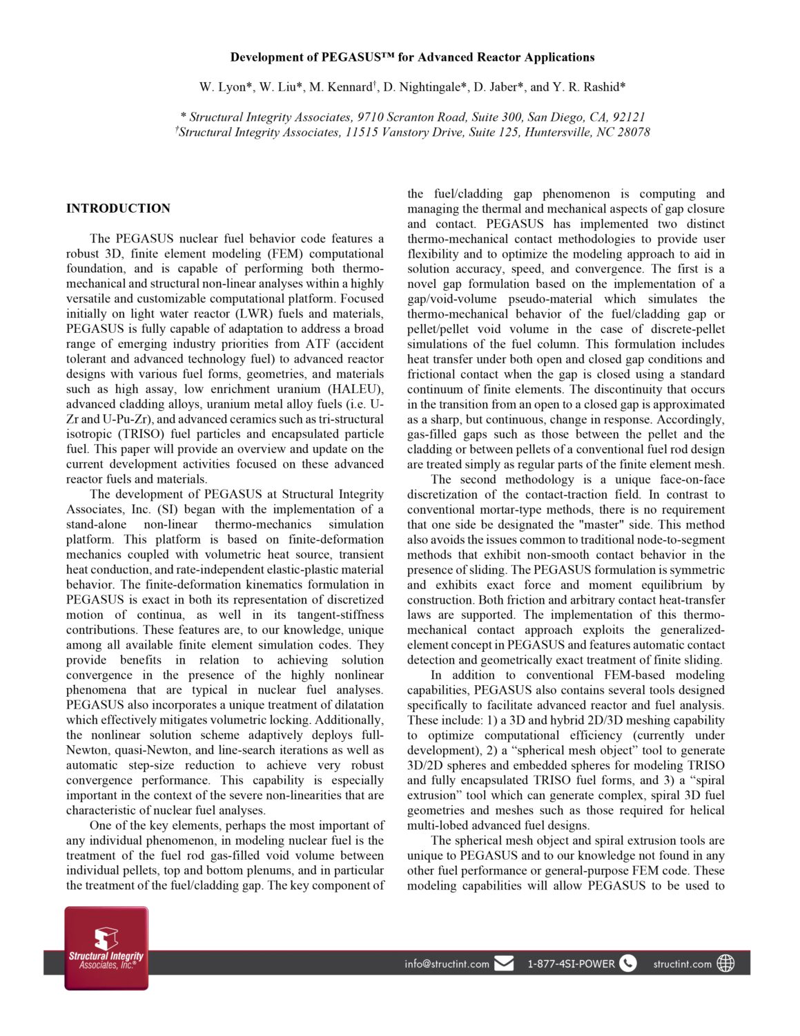 PEGASUS Nuclear Fuel Behavior - Structural Integrity Associates